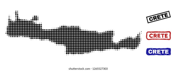Dot Map Crete Island Composition Solid: เวกเตอร์สต็อก (ปลอดค่าลิขสิทธิ์ ...