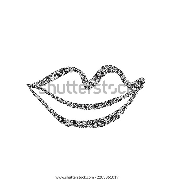Halftone Drawn Lips Minimal Grunge Lip Stock Vector (Royalty Free ...