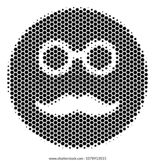 Halftone Hexagon Pension Smiley Icon Pictogram Stock Vector (Royalty ...