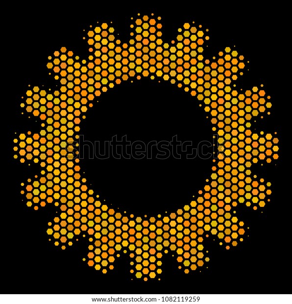 Halftone Hexagonal Gear Icon Bright Yellow Stock Vector (Royalty Free ...