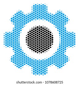 Halftone Hexagonal Gear Icon Pictogram On Stock Vector (Royalty Free ...