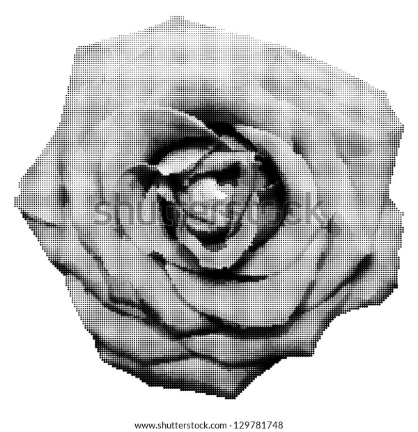 Halftone Rose Isolated On White Background Stock Vector (Royalty Free ...