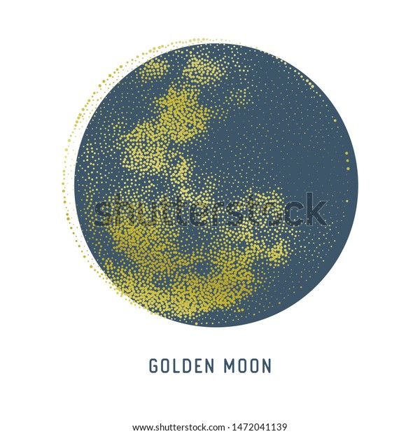 Halftone Vector Illustration Full Moon Minimalistic Stock Vector ...