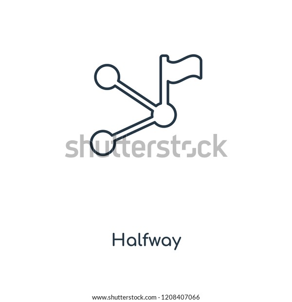 Halfway Concept Line Icon Linear Halfway Stock Vector (Royalty Free ...