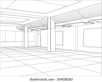 Hall Vector Illustration Outline Sketch Interior: เวกเตอร์สต็อก (ปลอด ...