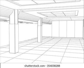 Hall Vector Illustration Outline Sketch Interior: เวกเตอร์สต็อก (ปลอด ...