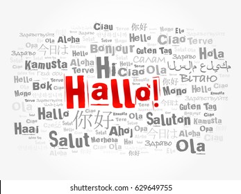 Hallo Hello Greeting German Word Cloud Stock Vector (Royalty Free ...