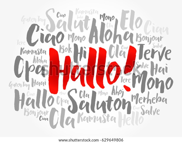 Hallo Hello Greeting German Word Cloud Stock Vector (Royalty Free ...