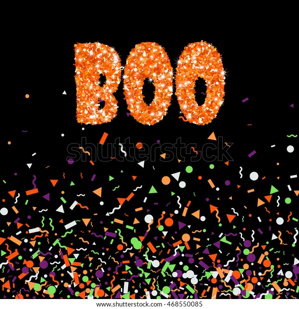 Halloween Background Orange Sparkle Boo Text Stock Vector (Royalty Free ...