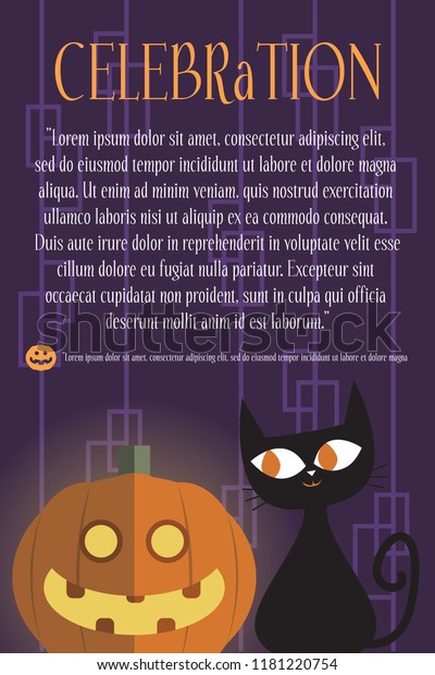 Halloween Background Poster Black Cat Pumpkin Stock Vector (Royalty ...