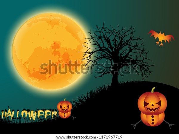 Halloween Background Spooky Forest Dead Trees Stock Vector (Royalty ...