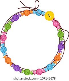 Halloween Candy Round Frame Stock Vector (Royalty Free) 107146679 ...