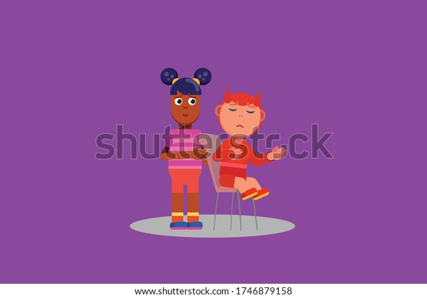 Halloween Characters Illustration Sad Devil Little Stock Vector ...