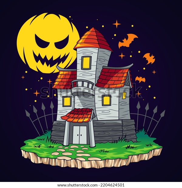 Halloween Creepy Castle Vector Illustration Stock Vector (Royalty Free ...