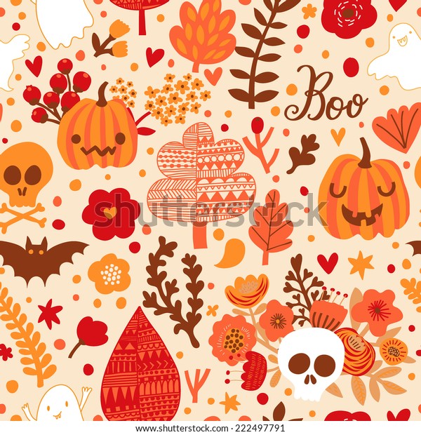 Halloween Holiday Seamless Pattern Bright Colors Stock Vector (Royalty ...