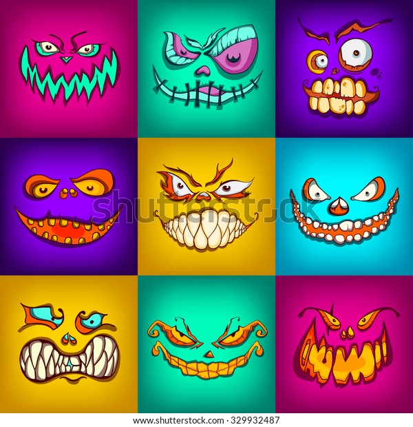 Halloween Monsters Set Handdrawing Vector Illustration: เวกเตอร์สต็อก ...