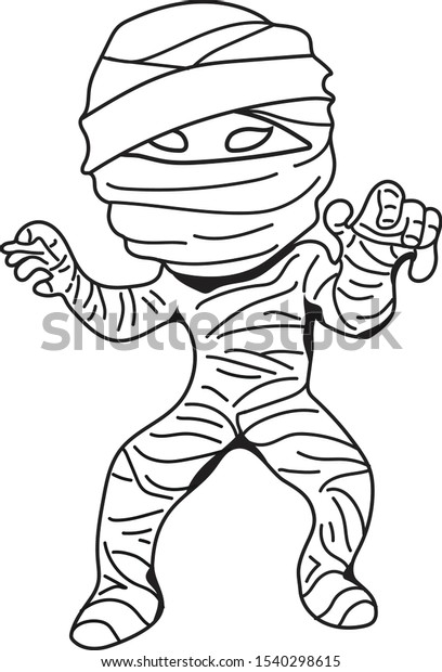 Halloween Mummy Line Art Using Vector Stock Vector (Royalty Free ...