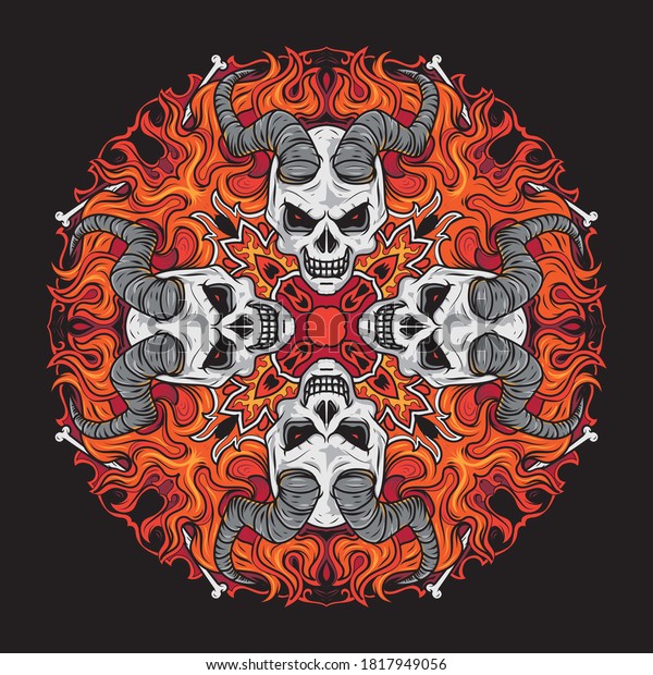 Halloween Ornament Skulls Hell Fire Skull Stock Vector (Royalty Free ...