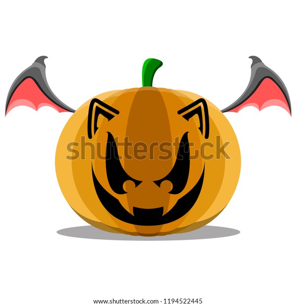 Halloween Pumpkin Bat Wings Vector Illustration Stock Vector (Royalty ...