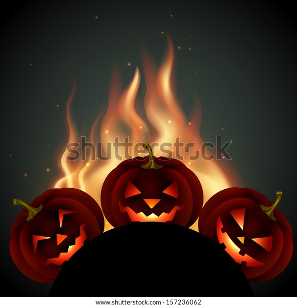 Halloween Pumpkin Burning On Fire Stock Vector (Royalty Free) 157236062