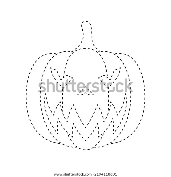 Halloween Pumpkin Tracing Worksheet Kids Stock Vector (Royalty Free ...