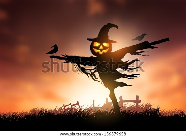 Halloween Scarecrow Jack O Lantern Head Stock Vector (Royalty Free ...