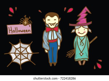 Halloween Set Illustration Vampire Withes Cobweb Stock Vector (Royalty ...