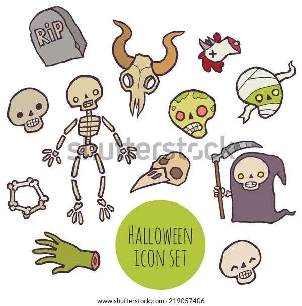 Halloween Spooky Icons Vector Set Design Stock Vector (Royalty Free ...