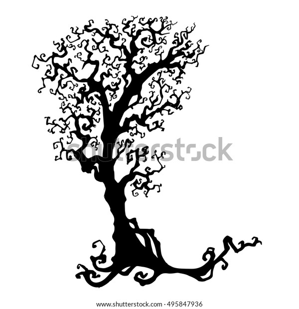 Halloween Tree Vector Illustration Isolated On Stock Vector (Royalty ...