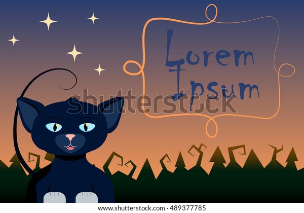 Halloween Vector Illustration Black Cat Text Stock Vector (Royalty Free ...