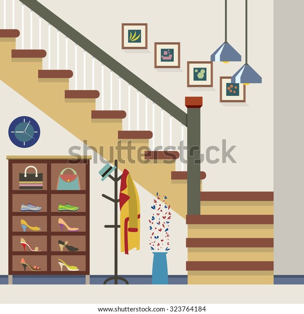 Hallway Decoration Vector Illustration 스톡 벡터(로열티 프리) 323764184 ...