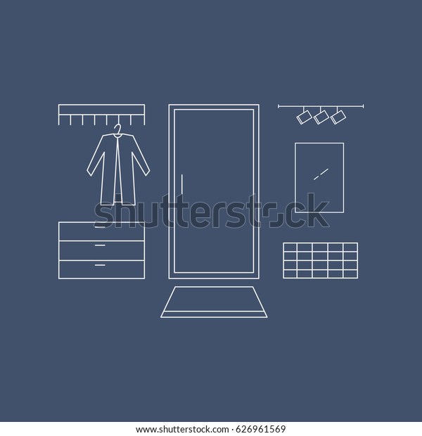 Hallway Line Vector Illustration Interior Design Stock Vector (Royalty ...