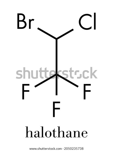 Halothane General Anesthetic Drug Molecule Skeletal Stock Vector ...