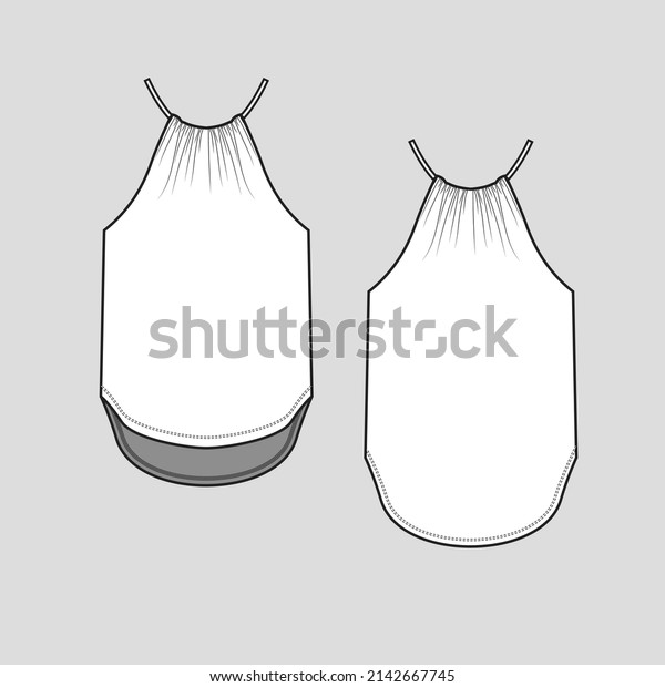 Halter Neck Top Gathering Neck Detail Stock Vector (Royalty Free ...