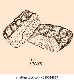 Ham Hand Drawn Doodle Simple Sketch: vector de stock (libre de regalías ...