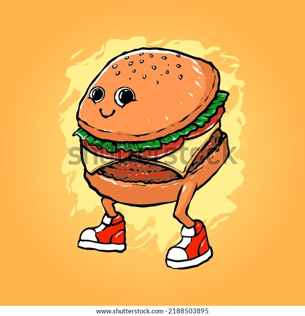 Hamburger Cartoon Illustration Vector Stock Vector (Royalty Free ...