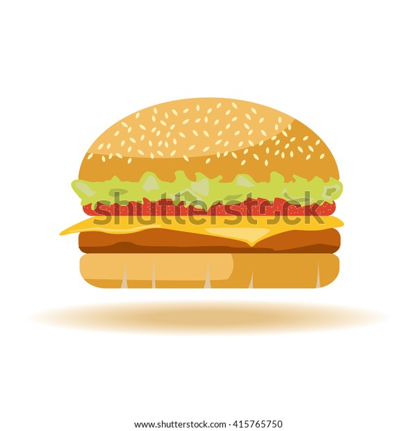 Hamburger Cartoon Vector Illustration Isolated On Stock Vector (Royalty ...