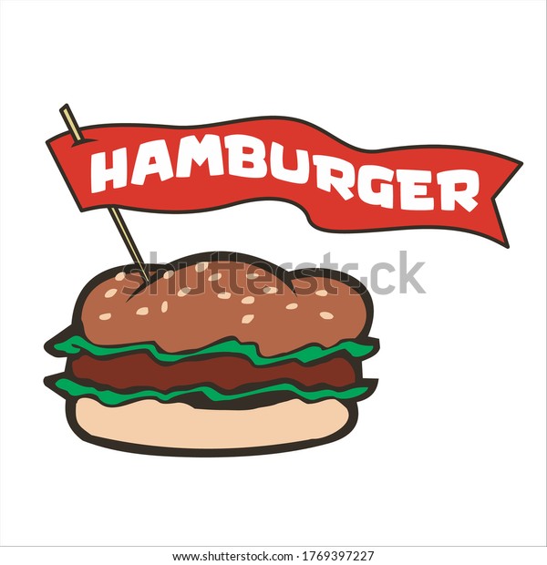 Hamburger Food Logo Vector Design Flag Stock Vector (Royalty Free ...