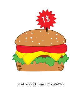 Burger Bite Icon Illustration Flag On: ภาพประกอบสต็อก 698970790 ...