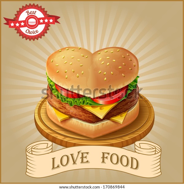 Hamburger Love Stock Vector (Royalty Free) 170869844 | Shutterstock