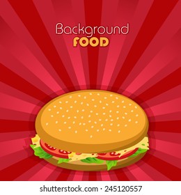 Hamburger On Red Background Stock Vector (Royalty Free) 245120557 ...