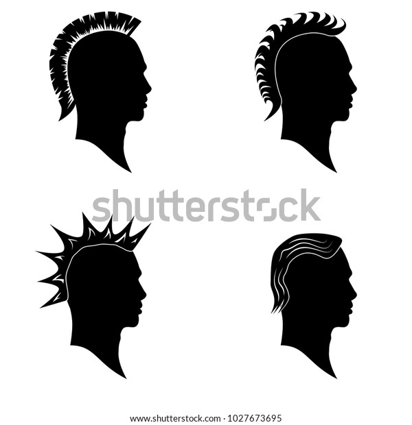 Hamdsome Men Mohawk Hairstyles Vector Silhouettes Stock Vector (Royalty ...