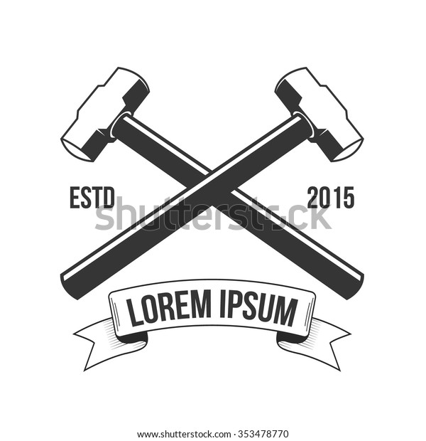 Hammer Badge Vector Illustration Stock Vector (Royalty Free) 353478770 ...