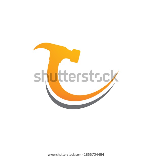 Hammer Construction Logo Illustration Flat Design Stock Vector (Royalty ...