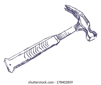 Hammer Drawing Isolated On White Background Stock Vector (Royalty Free ...