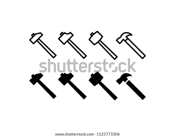 Hammer Icon Design Vector Symbol Set Stock Vector (Royalty Free ...