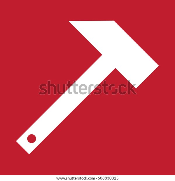 Hammer Icon On Red Background Stock Vector (Royalty Free) 608830325