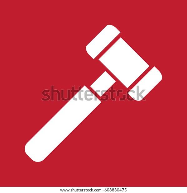 Hammer Icon On Red Background Stock Vector (Royalty Free) 608830475 ...