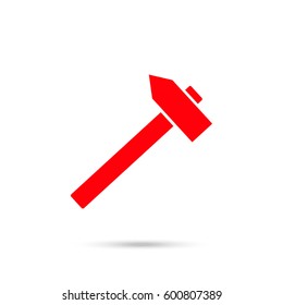 Hammer Icon Red Icon Gray Shadow Stock Vector (Royalty Free) 600807389 ...