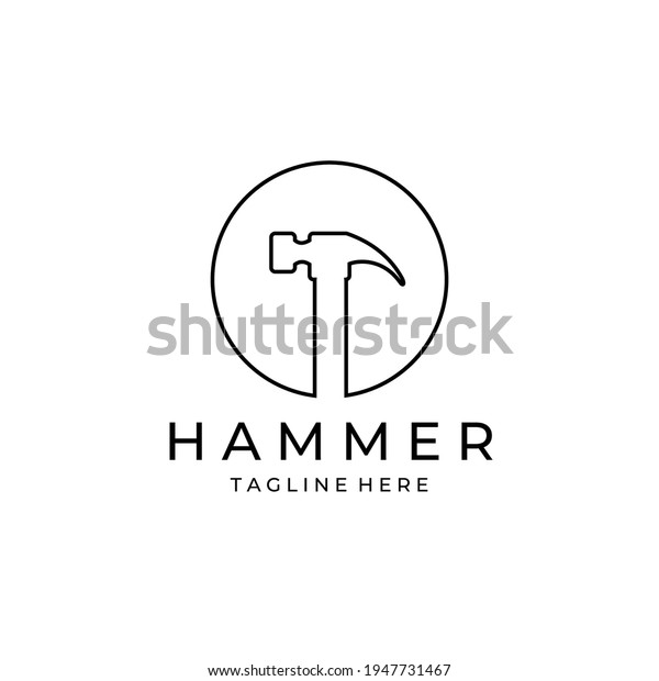 Hammer Logo Line Art Vector Illustration Stock Vector (Royalty Free ...